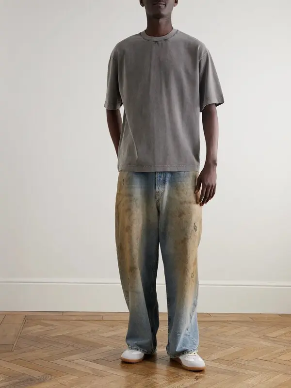 Acne Studios Extorr Logo-appliquéd Garment-dyed Cotton-jersey T-shirt - Gray
