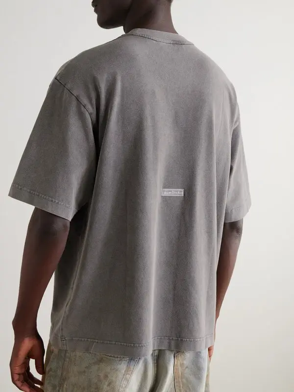 Acne Studios Extorr Logo-appliquéd Garment-dyed Cotton-jersey T-shirt - Gray