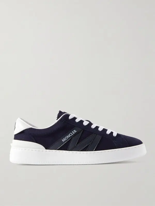 Moncler Monaco Leather-trimmed Suede Sneakers - Blue