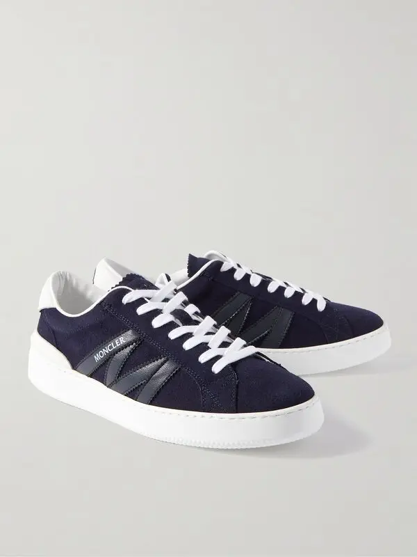 Moncler Monaco Leather-trimmed Suede Sneakers - Blue