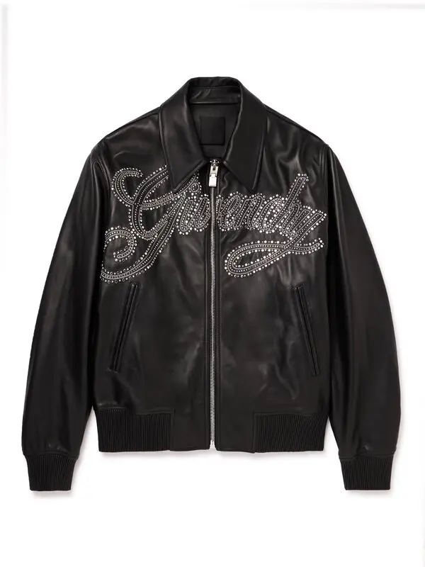 Givenchy Logo-embellished Studded Leather Jacket