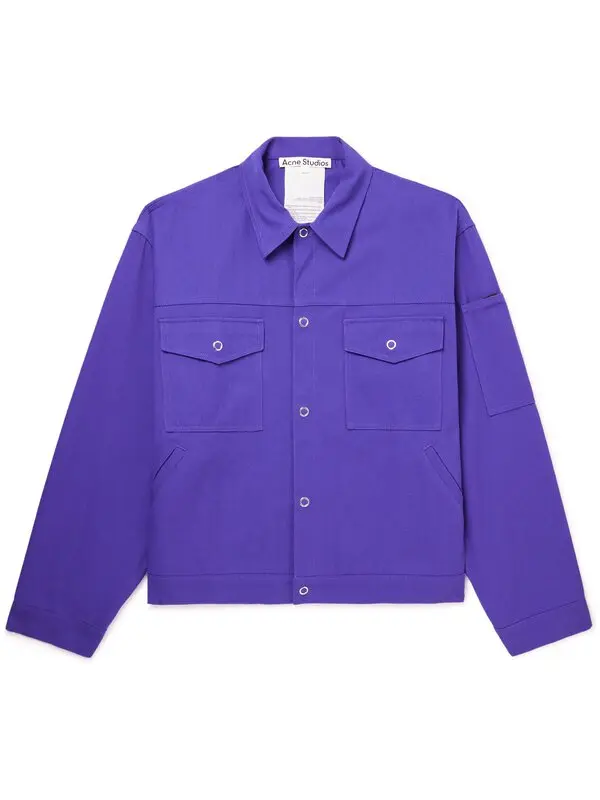 Acne Studios Cotton-Blend Twill Overshirt In Purple - 60% Off