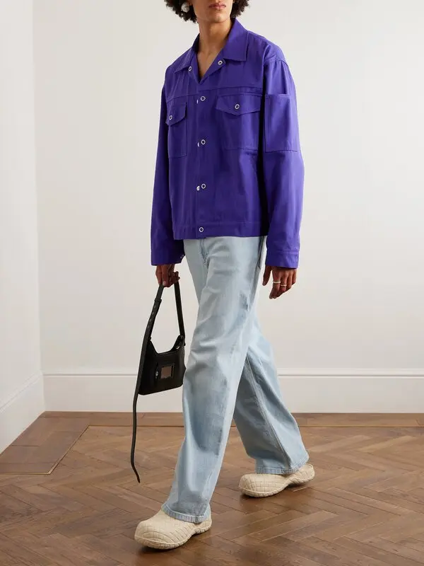 Acne Studios Cotton-Blend Twill Overshirt In Purple - 60% Off