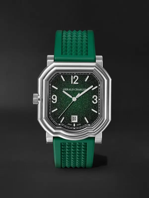 GERALD CHARLES Maestro Gc Sport Limited Edition Automatic Chronograph 39mm Titanium And Rubber Watch - Green