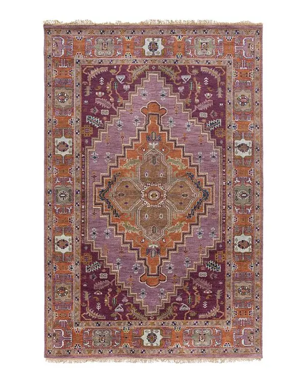 SURYA Zeus Area Rug, 5'6 X 8'6 - Eggplant/rust/lime