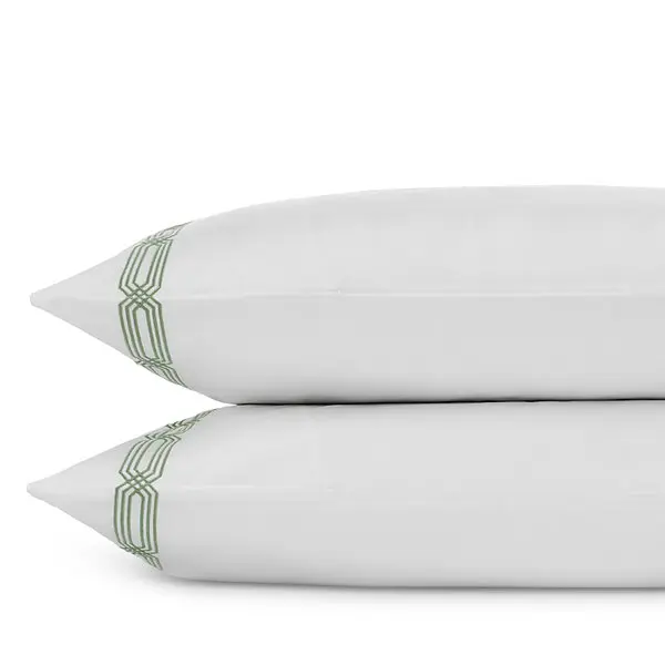 HUDSON PARK COLLECTION Italian Tivoli Embroidered Standard Pillowcase, Pair Exclusive - Sage Green