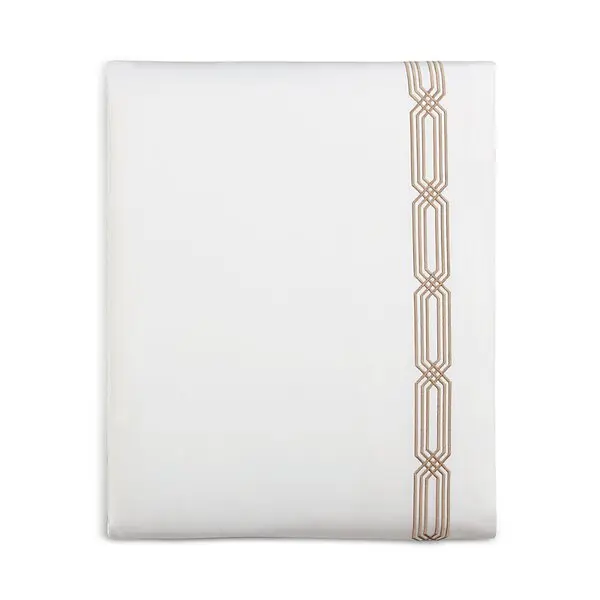 HUDSON PARK COLLECTION Italian Tivoli Embroidered Flat Sheet, Queen Exclusive - Champagne