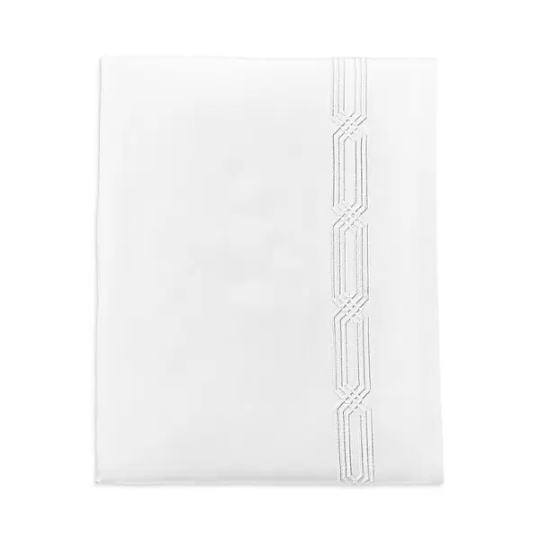 HUDSON PARK COLLECTION Italian Tivoli Embroidered Flat Sheet, Queen Exclusive - White