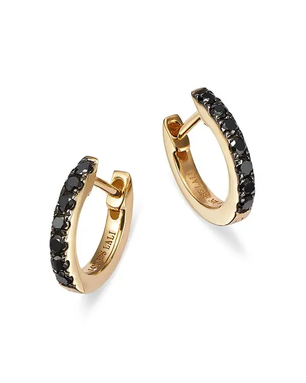Bloomingdale'S Black Diamond Huggie Hoop Earrings - Black/gold