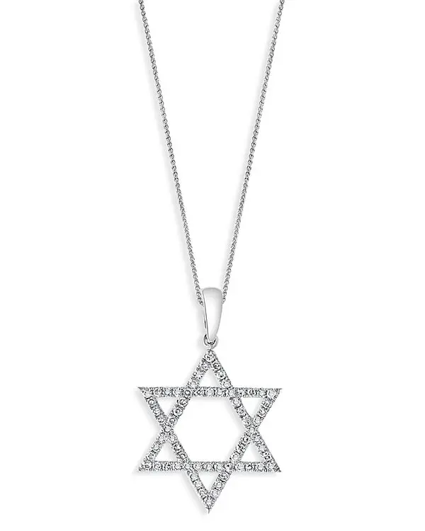 Bloomingdale'S Diamond Star Of David Pendant Necklace - Silver