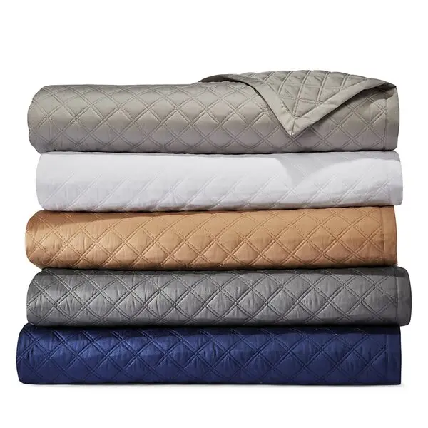 HUDSON PARK COLLECTION Hudson Park Double Diamond Coverlet, Queen Exclusive - Champagne