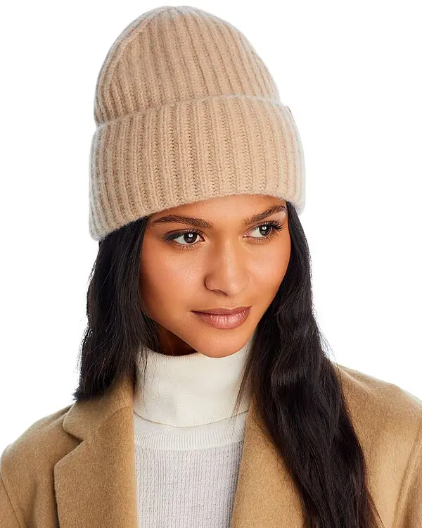 Vince Knit Cashmere Beanie - Tan