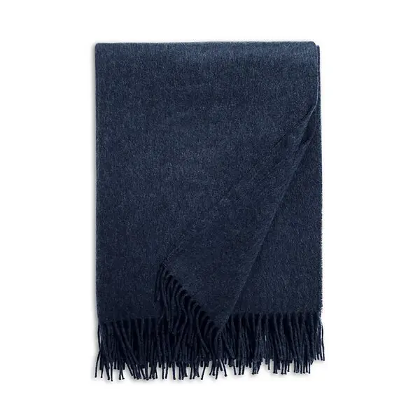 AMICALE CASHMERE 100% Cashmere Throw - Mid Blue