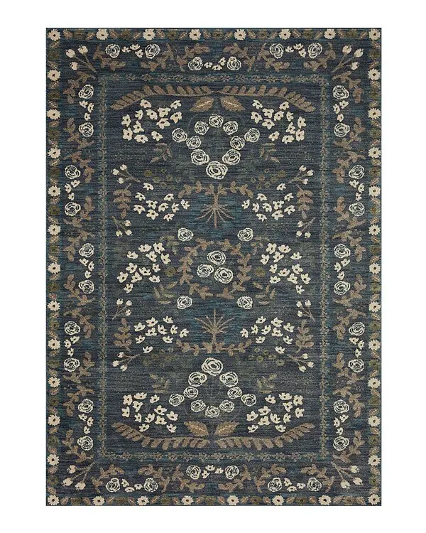RIFLE PAPER CO. Fiore Fio-01 Area Rug, 7'10 X 10 - Navy/gray