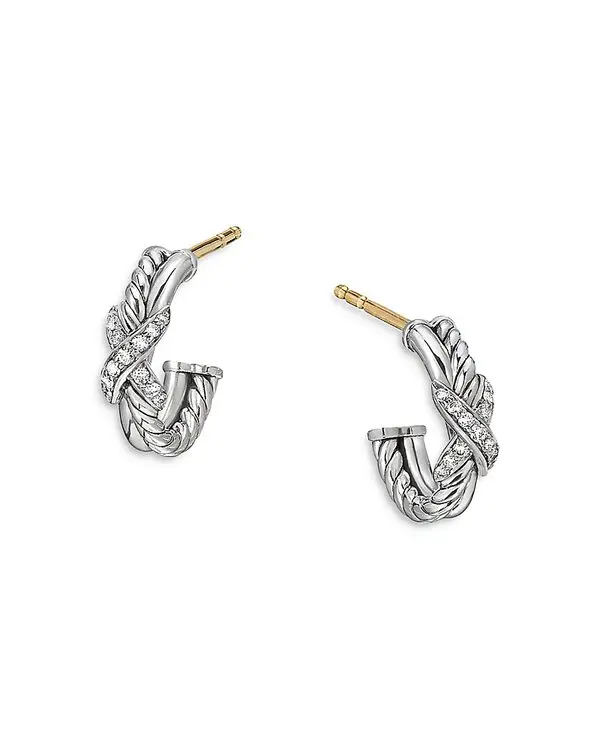 David Yurman Sterling Petite X Mini Hoop Earrings - Silver