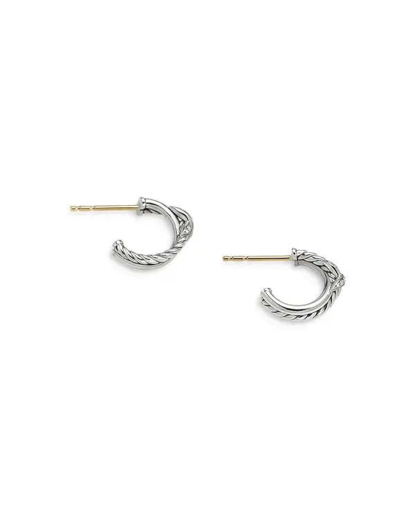 David Yurman Sterling Petite X Mini Hoop Earrings - Silver