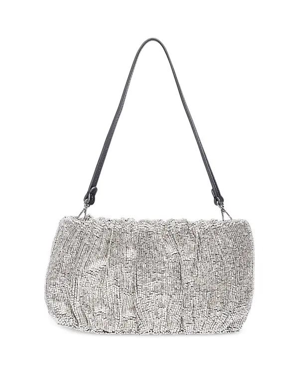 Staud Beaded Bean Bag - Silver/silver