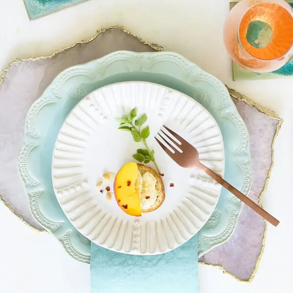 VIETRI Incanto Stone Aqua Stripe Salad Plate