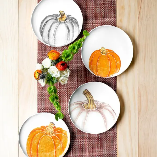VIETRI Pumpkins Assorted Salad Plates, Set Of 4