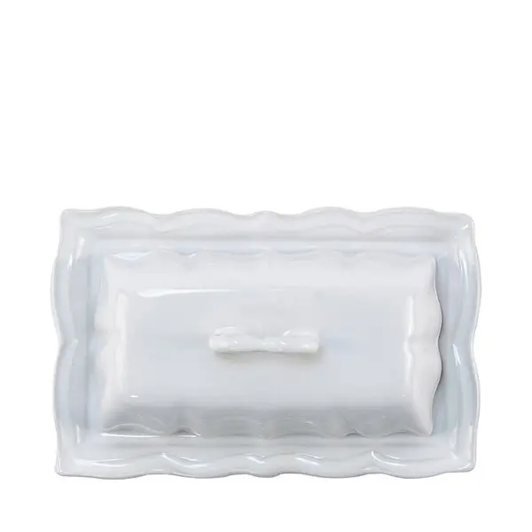 VIETRI Incanto Stone Baroque Butter Dish - White