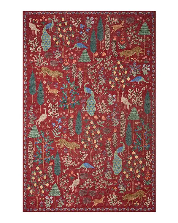 RIFLE PAPER CO. Menagerie Men-02 Area Rug, 5' X 7'6 - Crimson