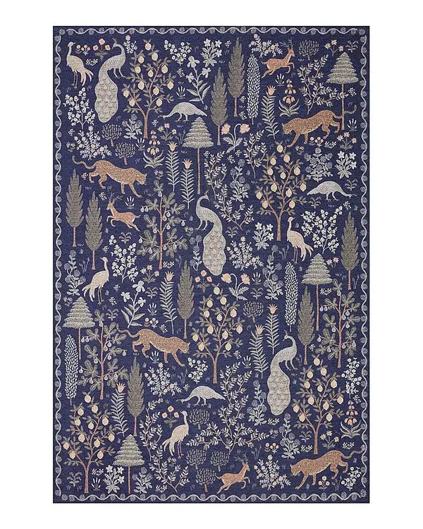 RIFLE PAPER CO. Menagerie Men-02 Area Rug, 5' X 7'6 - Navy