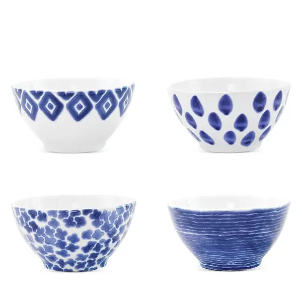 VIETRI Santorini Assorted Cereal Bowls, Set Of 4 - Blue