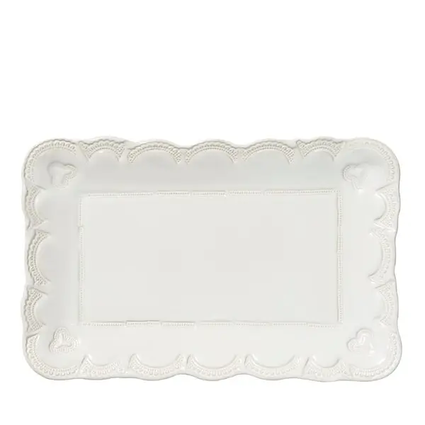 VIETRI Incanto Stone Lace Small Rectangular Platter - White