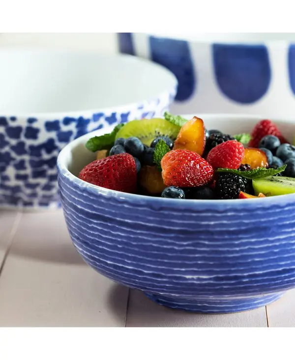 VIETRI Santorini Dot Large Footed Serving Bowl