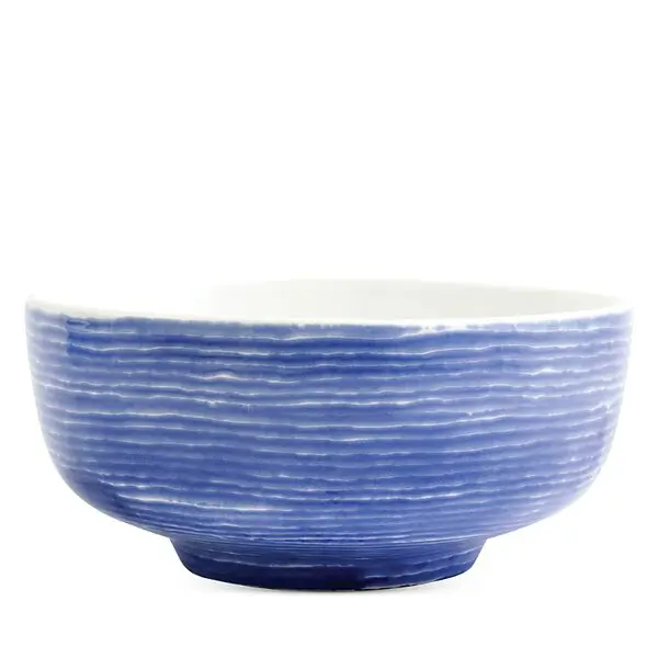 VIETRI Santorini Stripe Medium Footed Serving Bowl - Blue