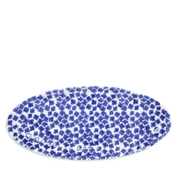 VIETRI Santorini Flower Narrow Oval Platter - Blue
