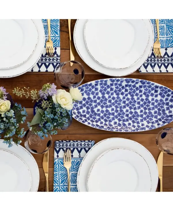 VIETRI Santorini Flower Narrow Oval Platter