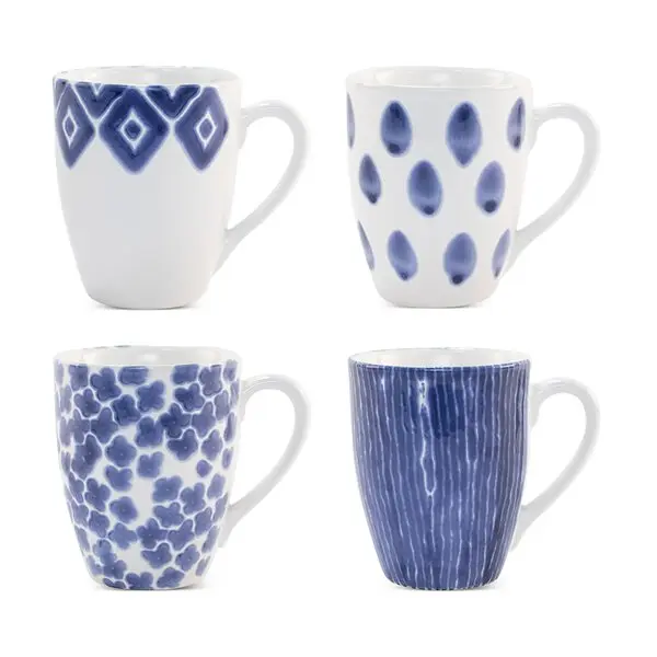 VIETRI Santorini Assorted Mugs, Set Of 4 - Blue