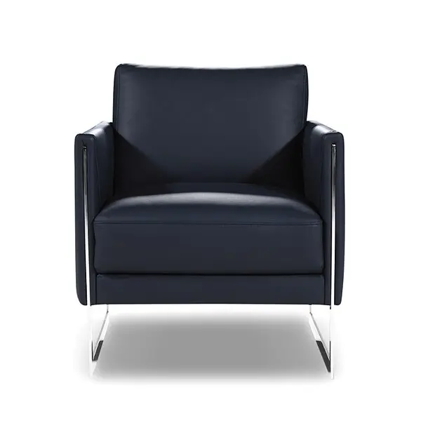 GIUSEPPE NICOLETTI Coco Leather Chair Exclusive - Bull Blu/polished Stainless Steel