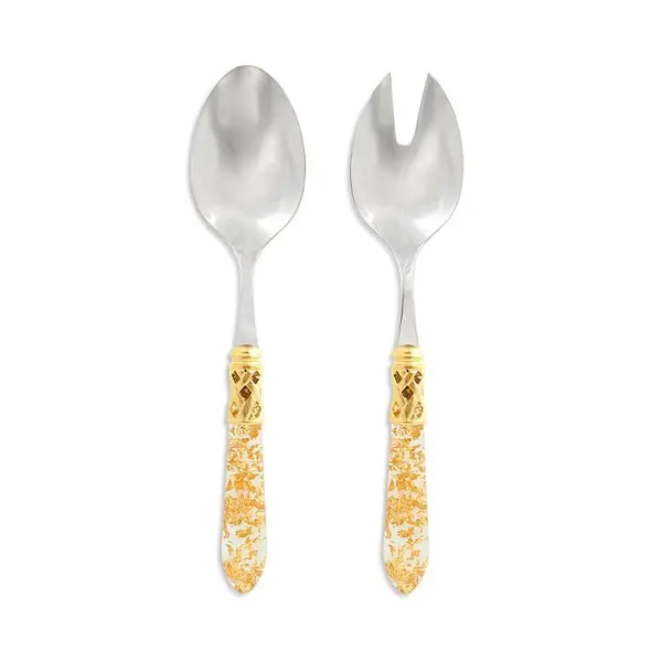 VIETRI Aladdin Brilliant Salad Server Set - Gold Fleck