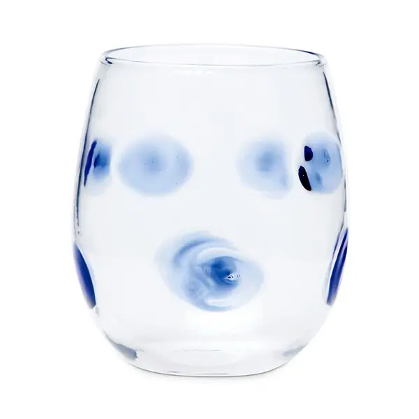VIETRI Drop Stemless Wine Glass - Blue