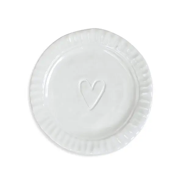 VIETRI Pietra Serena Heart Plate - Natural White