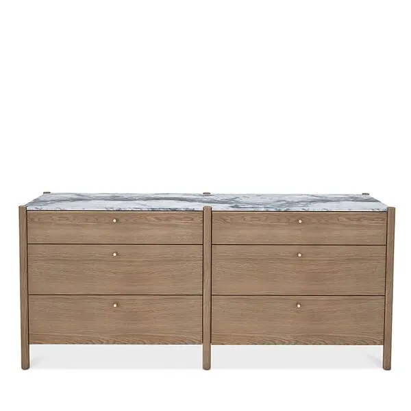 HUPPE Jules White Oak 6 Drawer Dresser - Oiled Oak / White Cherokee Marble