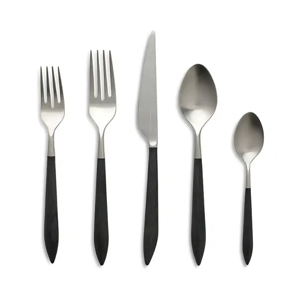 VIETRI Ares Argento & Black Five Piece Place Setting - Silver