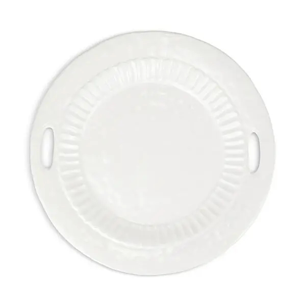 VIETRI Pietra Serena Handled Round Tray - White