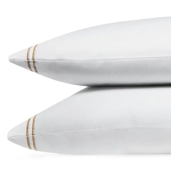 Frette Classic Standard Pillowcase Pair - White/khaki