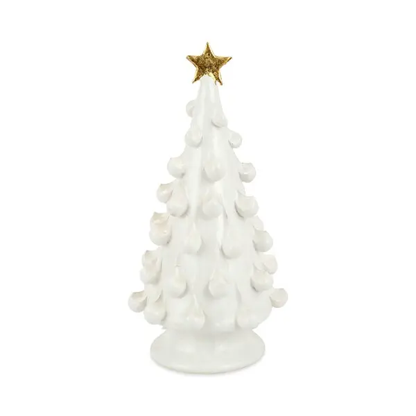 VIETRI Foresta Medium Tree With Gold Star - White