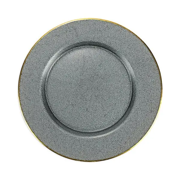 VIETRI Metallic Glass Service Plate Charger - Slate