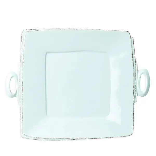 VIETRI Lastra Square Handled Platter - Aqua