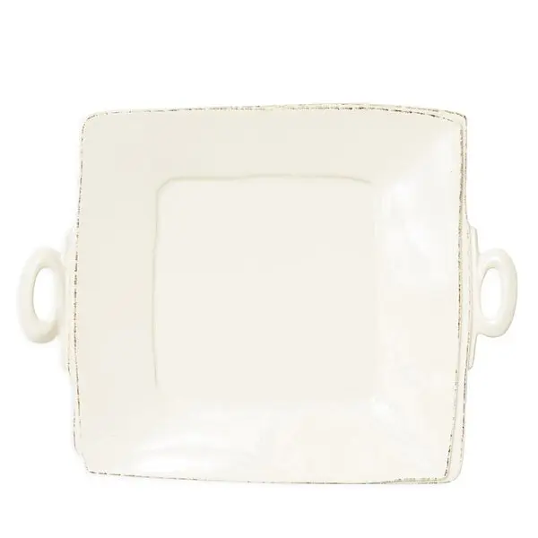 VIETRI Lastra Square Handled Platter - Linen