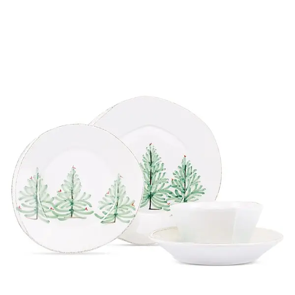 VIETRI Lastra Holiday Four-piece Place Setting - White/green