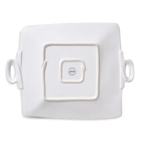 VIETRI Lastra Holiday Handled Square Platter - White