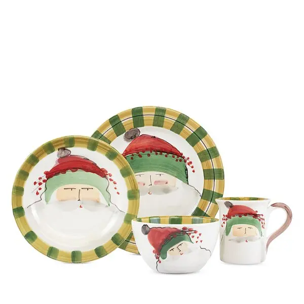 VIETRI Old St. Nick Green Hat 4-piece Dinnerware Place Setting - Multi