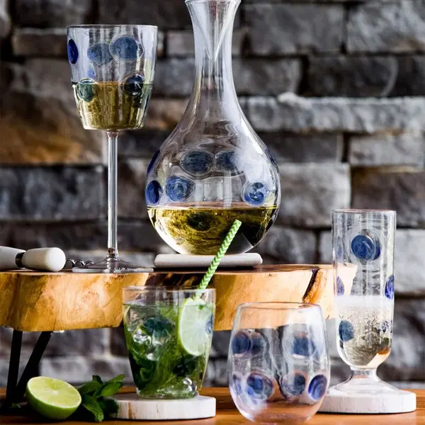 VIETRI Drop Wine Glass - Blue