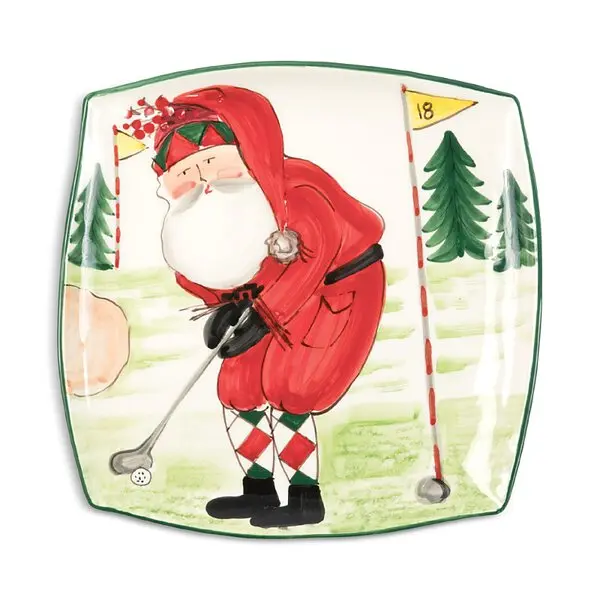 VIETRI Old St. Nick 2021 Golfing Square Platter - Multi